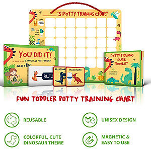 ATHENA FUTURES Potty Training Count Down Timer Watch - Dinosaur Yellow and Potty Training Chart for Toddlers Magnetic Reuseable - Dinosaur Design
