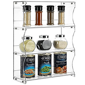 MyGift Clear Acrylic Shelves, Wall Mounted 3 Tier Floating Display Rack, Clear Hanging Shelves, Plastic Shelving