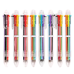 DAIKOYE 24 PCS 0.5mm 6-in-1 Multicolor Ballpoint Pen 6 Colors Transparent Barrel Ballpoint Pen for Office School Supplies Students Children Gift