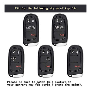 TANGSEN Smart Key Fob Case for Dodge RAM for Jeep Cherokee 3 4 5 Button Keyless Entry Remote Control Accessories Personalized Double Protective Cover ABS Plastic Carbon Fiber Pattern Black Silicone