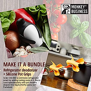 Chill Bill Refrigerator Deodorizer | Cute Fridge Deodorizer Odor Eliminator + Farfalloni-Shaped Pot Holders for Kitchen Cookware | Silicone Oven Mitts | Fun Kitchen Gadgets by Monkey Business
