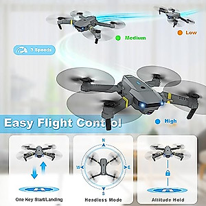 INPORSA Drone with Camera for Adults Kids, 1080P HD Camera FPV Drone with Upgrade Altitude Hold, Gestures Selfie, Waypoint Fly, 3D Flip, One Key Start, 3 Speed Mode, 2 Batteries