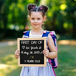 Felt Letter Board with Letters, Pre Cut & Sorted 725 Letters, First Day of School Board, 10x10 Inch Changeable Letter Boards Message Board, Classroom Decor Farmhouse Wall Decor Sign Board, Baby Announcements