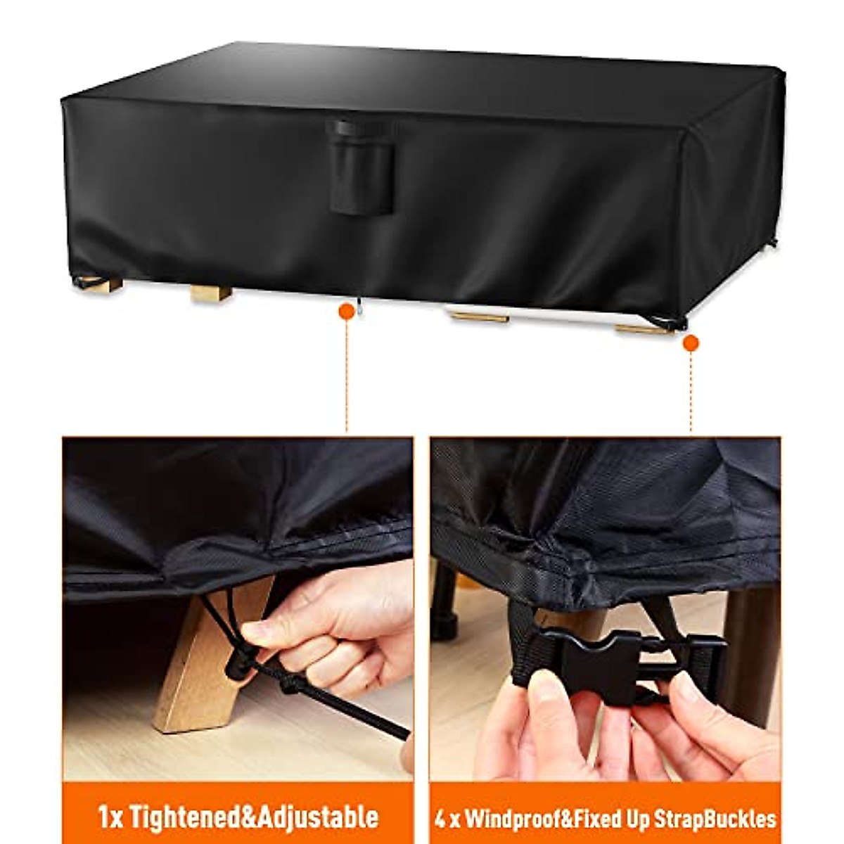 Ruimoy Patio Furniture Covers, Outdoor Furniture Cover Waterproof, General Purpose, Outside Table and Chair Covers, Heavy Duty 600D (124 Inch L x 70.8 Inch W x 29.1 Inch H)