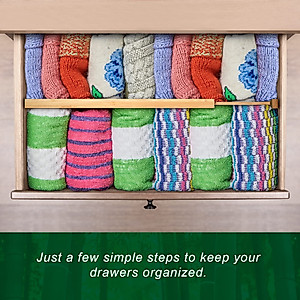 4 Pack Bamboo Drawer Dividers, Adjustable Length from 12 Inch to 17 Inch, Expandable Kitchen Drawer Organizer, Drawer Organization Separators for Clothes, Kitchen, Bedroom, Dresser, Office (Beige)