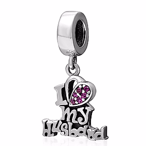 I Love Husband Charm 925 Sterling Silver Love Charm Valentine Charm Dangle Charm for DIY Charms Bracelet