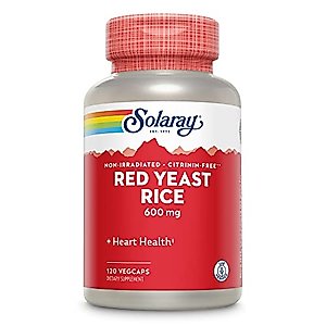 SOLARAY Red Yeast Rice, Healthy Heart & Cardiovascular Support, Non-Irradiated & Citrinin-Free, 60 Day Money-Back Guarantee, 120 Servings, 120 VegCaps
