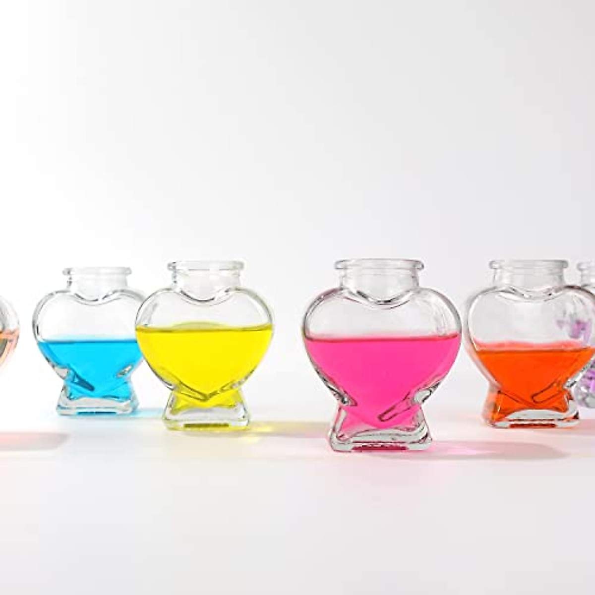 Magic Season Decorative Glass Bottles with Cork Stoppers (2.7 fl oz. Heart-Shaped Bottles / 6 Pcs)