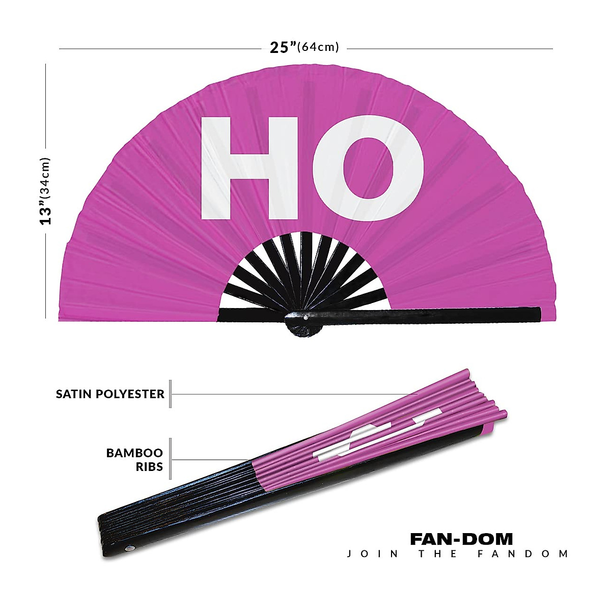 Ho hand fan foldable bamboo circuit hand fan funny gag slang words expressions statement gifts Festival accessories Rave handheld Circuit event fan Clack fans (Pink)