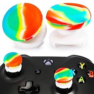 Playrealm FPS Thumbstick Extender Rubber Silicone Grip Cover 2 Sets for Xbox Series X/S & Xbox One Controller(Rainbow)
