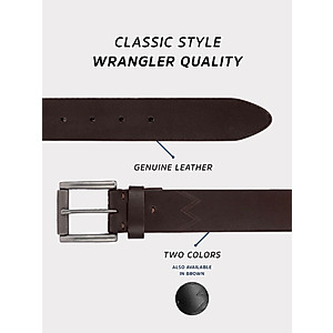 Wrangler Men’s Leather Mountain Casual Every Day Belt for Jeans, Khakis Brown 36