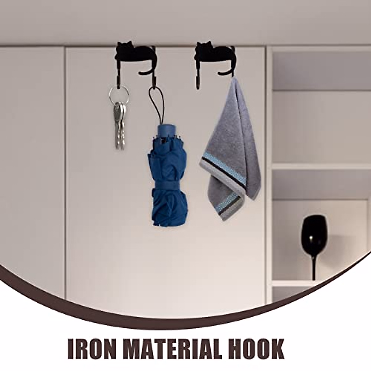 DOITOOL 4pcs Door Hook Kid Hangers Wall Mounted Key Holder Black Coat Hooks Black Cat Key Hook Shower Towel Hook Kitchen Cabinet Hook Door Mount Coat Hook Over Door Coat Rack Hanger Hooks