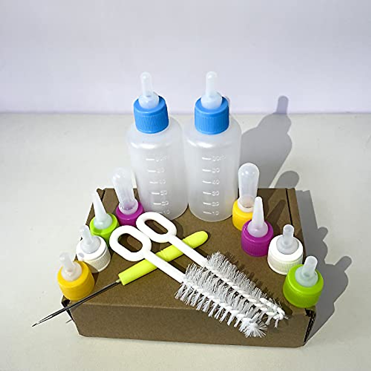 Pet Bottle Kit, Squeeze Liquid Bottle Replaceable Silicone Teat Mini Teat for Newborn Kittens, Puppies, Rabbits, Small Animals Replacement Teat Cat Feeding Bottle Feeding Tool