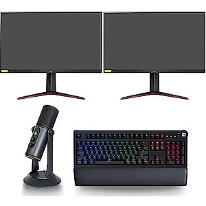 LG 32GN550-B 32" Ultragear FHD 165Hz HDR10 Dual Gaming Monitor with G-SYNC Bundle with Deco Gear Mechanical Keyboard Cherry MX Red + PC Streaming USB Microphone for Gaming