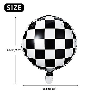 Checkerboard Balloon Aluminum Foil Balloon Black White Checkered Balloon for Racing Themed Party Decoration Supply, 18 Inches (24)