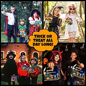 ArtCreativity Halloween Treat Boxes, Set of 12, Cardboard Paper Halloween Candy Boxes with Carry Handles, Adorable Trick or Treat Supplies, Halloween Goodie Bags for Sweets, Toys, Gifts, and More