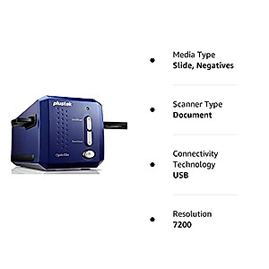 Plustek OpticFilm 8100-35mm Negative Film/Slide Scanner with 7200 DPI and 48-bit Output. Bundle Silverfast SE Plus 8.8, Support Mac and Windows