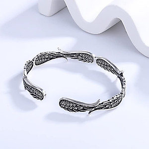 Atiptu Vintage Angel Wings Bracelet for Women Men Layering Angel Bangle Bracelets,Inspirational Guardian Angel Bangle Bracelets for Birthday/Graduation Gifts