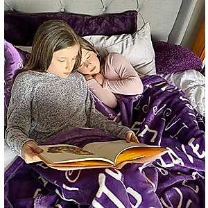 BlankieGram Throw Blanket “Healing Wishes” Comfort Gifts for Family and Friends - Plush Fleece Blankets, Purple