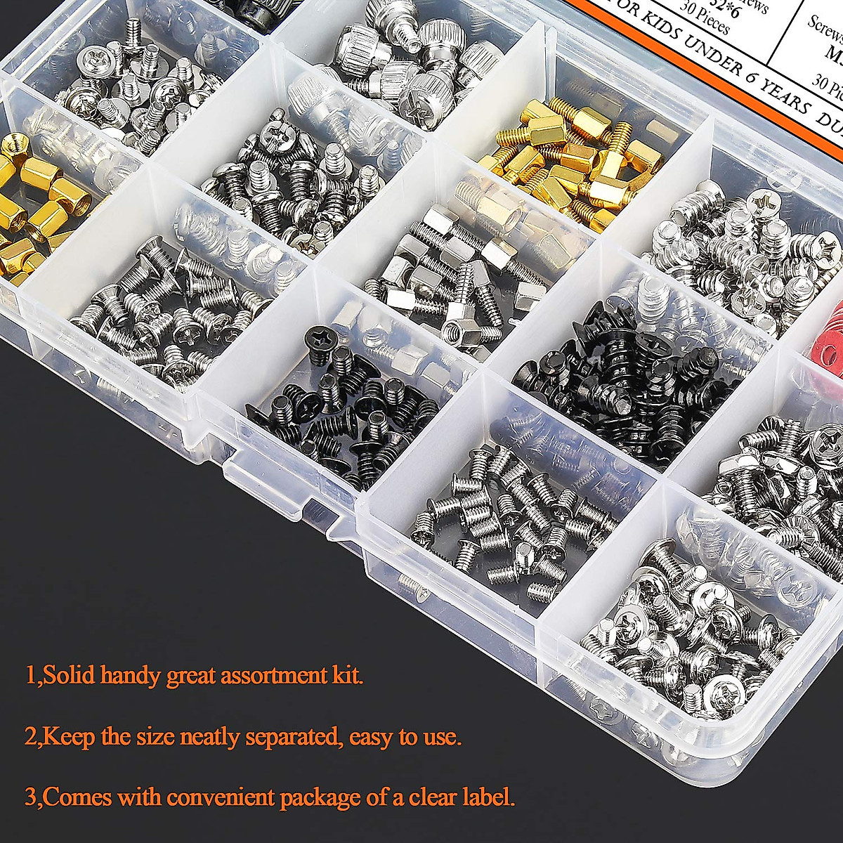 HELIFOUNER 450 Pieces Computer Standoffs Spacer Screws Assortment Kit for Hard Drive Computer Case Motherboard Fan Power Graphics