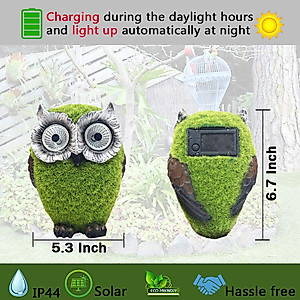 YOOLOOKY Solar Garden Lights Outdoor Owl Figurine with Luminous Eyes, Waterproof Garden Decorative Light for Courtyard Patio Pathway Lawn
