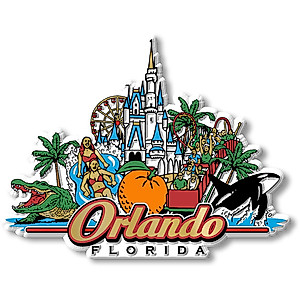 Orlando City Magnet by Classic Magnets, Collectible Souvenirs Made in The USA, 4.4" x 3.4"