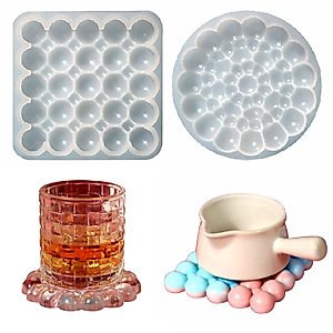 Coaster Molds for Epoxy Resin Casting,2pcs Geode Coaster Silicone Molds,Bubble Tray Resin Mold for Epoxy Resin-Irregular Epoxy Mold for DIY Resin Agate Slice,Candle Holder,Soap Dish,Home Decoration