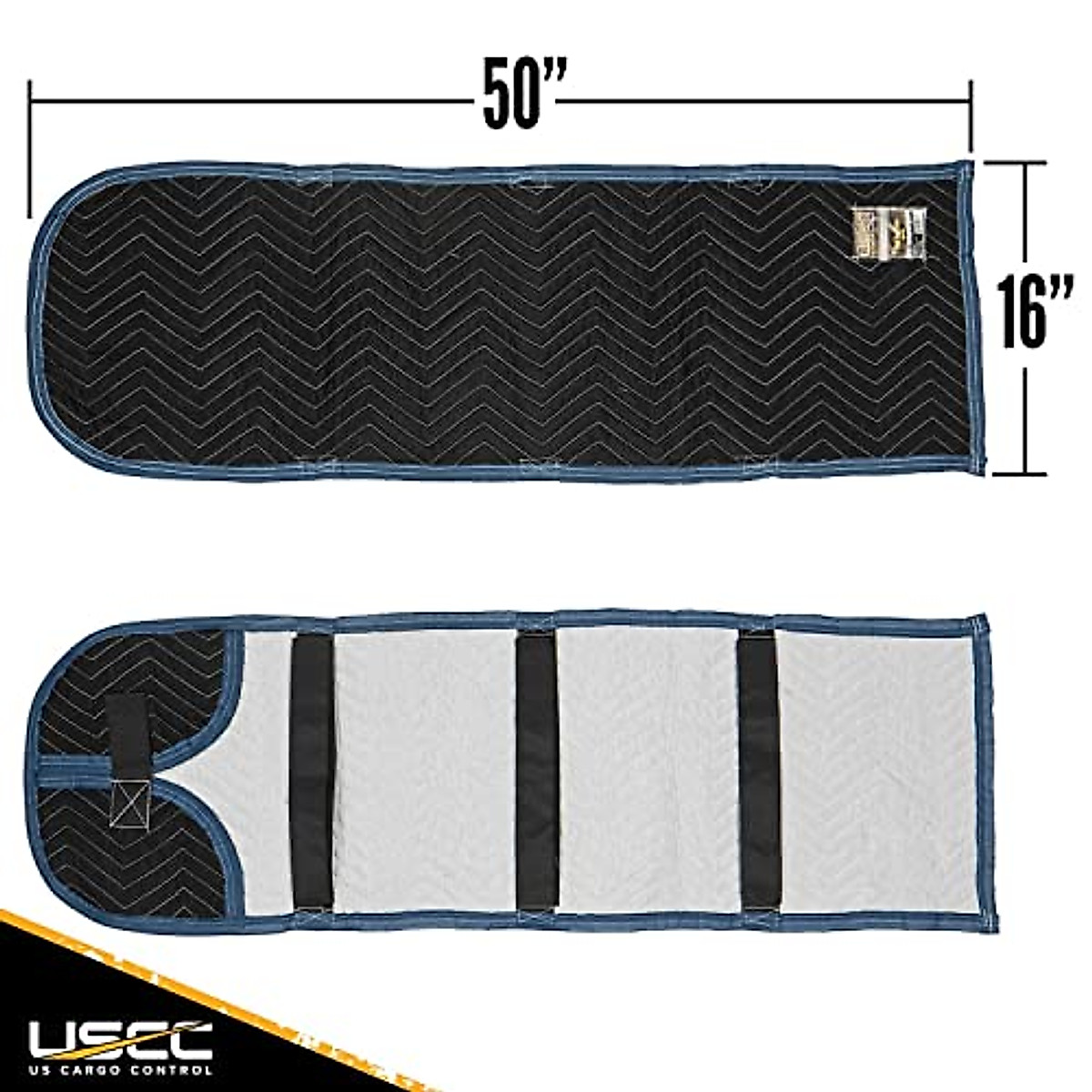 US Cargo Control Quilted Hand Truck Cover - Rounded Top Appliance Dolly Cover - Essential Moving Supplies - Black/Blue Moving Pad - Woven Cotton/Polyester - 50 x 16 Inches - 1 Pound