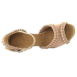 Very Fine Dance Shoes - Ladies' Tango, Salsa, Latin Dance Shoes SERA7001-2.5-inches Heel & Heel Protectors (Light Tan Velvet, Size 7.5)