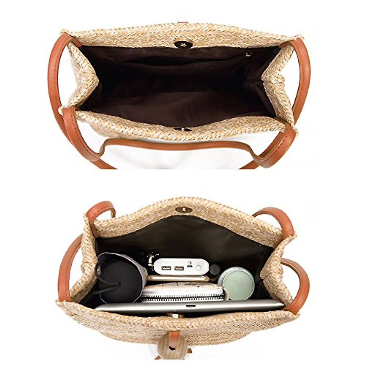 GL-Turelifes Medium Straw Bag Hand Weave Beach Handbag Summer Crossbody Shoulder Bags Bucket Tassel Totes for Women