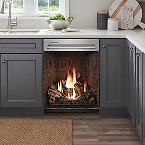 Kitchen Fire Pattern Dishwasher Magnet Decorative Lid Sticker, Magnetic Fridge Lid Sticker, Magnets for Kitchen Cabinet Doors, 23x26 inches