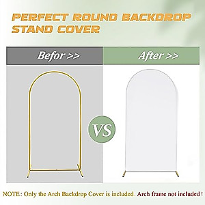 Spandex Fitted Arch Backdrop Cover Chiara Backdrop Cover,2-Sided for Wedding Ceremony Birthday Party Baby Shower Banquet Decoration (3.3 x 6.6 ft, White)