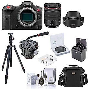 Canon EOS R5 C Mirrorless Digital Cinema Camera with RF 24-105mm f/4 L is USM Lens, Bundle with X-Go Max Carbon Fiber Tripod/Monopod, Fluid Video Head, Bag, Filter Kit and Accessories