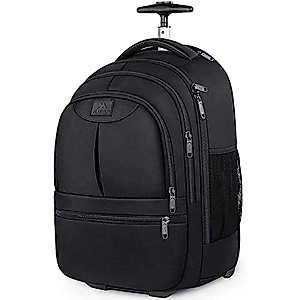 Rolling Backpack,Water Resistant Wheeled Travel Backpack,Laptop Backpack for Women Men,Carry on Luggage Backpack Fit 15.6 inch Notebook,Trolley Suitcase Business Bag College Student Computer Bag,Black