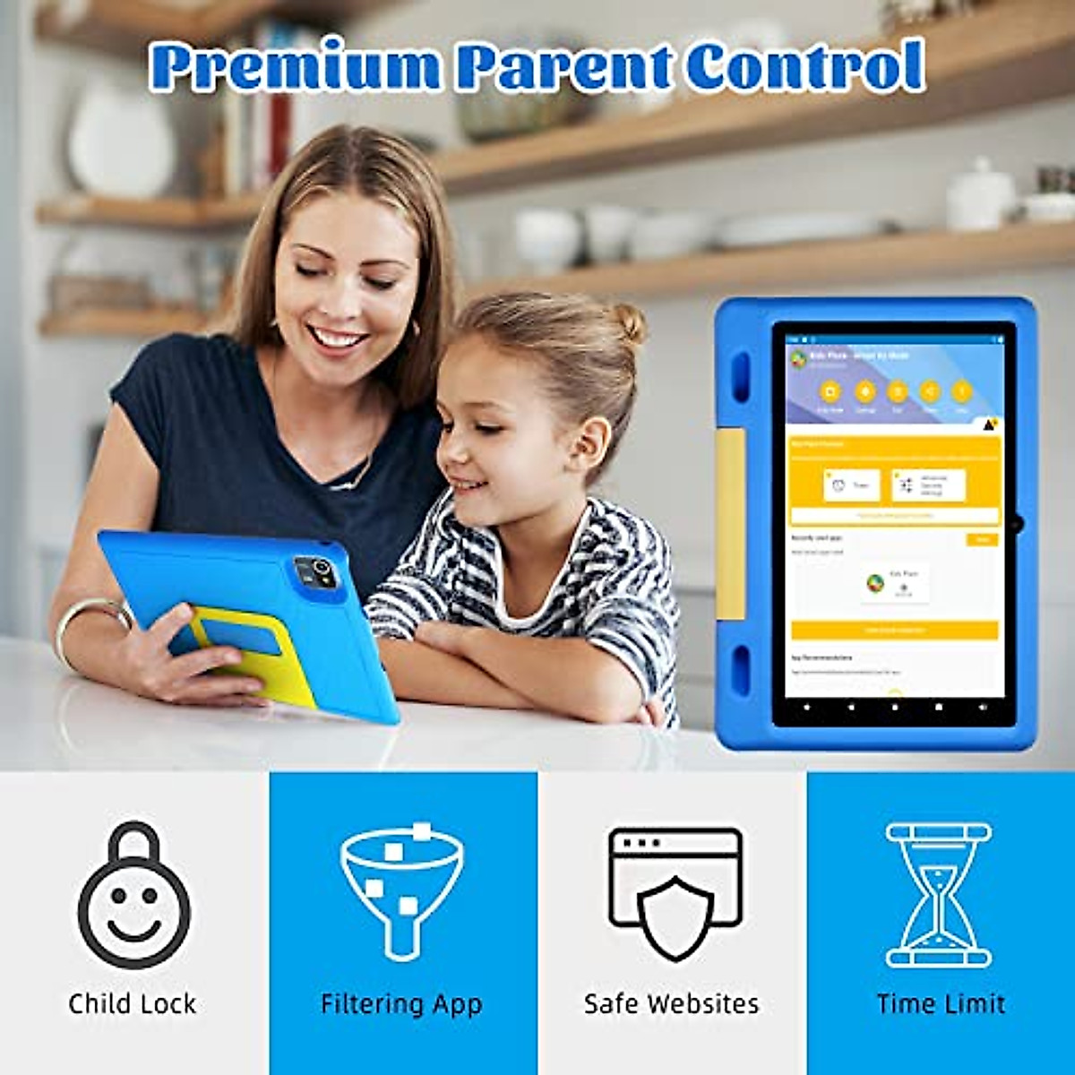 ROWT Kids Tablet, 10-Inch Tablet for Kids, 2GB+32GB Android 11 Kids Tablets with Case, WiFi, Parental Control Mode, Dual Camera, Google Services, 1-Year Warranty (Blue)