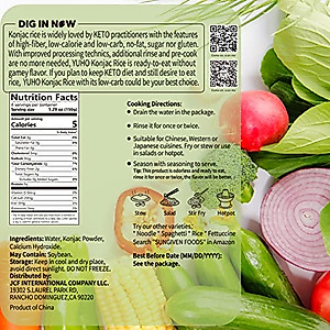 YUHO Shirataki Konjac Rice 8 Pack Inside, Vegan, Gluten Free, Fat-Free, Keto Friendly, Low Carbs 53.61 Oz (1520 g)