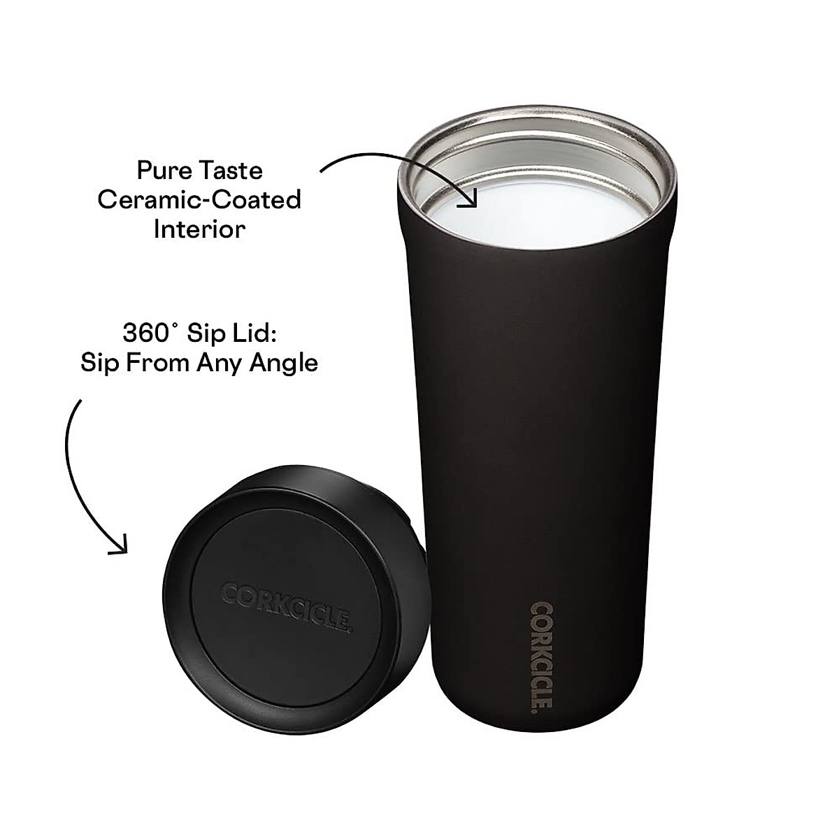 Corkcicle Commuter Cup Insulated Stainless Steel Spill Proof Travel Coffee Mug Keeps Beverages Cold for 9 Hours and Hot for 3 Hours, Gloss Powder Blue, 17 oz 1 Count (Pack of 1)