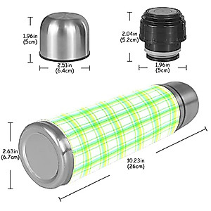 Stainless Steel Leather Vacuum Insulated Mug Cascading Plaid Thermos Water Bottle for Hot and Cold Drinks Kids Adults 16 Oz