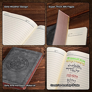 Fetinar 2025 Leather Vintage Journal Notebook,300 Pages,Leather Softcover Lined Journal Notebooks for Women Men,Notebook Journals for Writing Travel,Business,Office,Grey