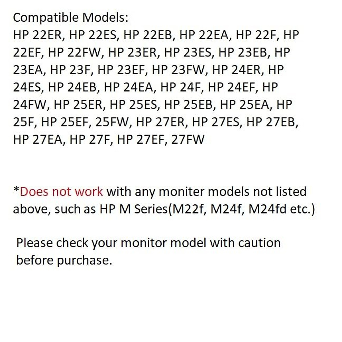 Monitor VESA Adapter Arm/Mount Compatible with HP Pavilion 22F 22ER 22ES 22EB 22EA - 23ER 23F 23ES 23EB 23EA - 24F 24ER 24ES 24EB 24EA - 25F 25ER 25ES 25EB 25EA - 27F 27ER 27ES 27EB 27EA