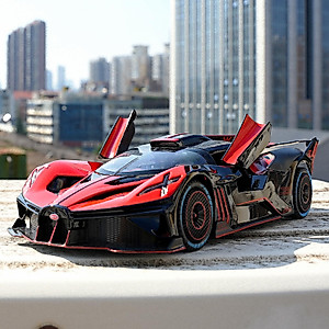 WAKAKAC 1/24 Scale Bugatti Bolide Toy Car, Alloy Die-cast Pull Back Car Model with Light and Sound, Collectible Car Toy Vehicle for Adults Kids Boys Girls, Gift Red