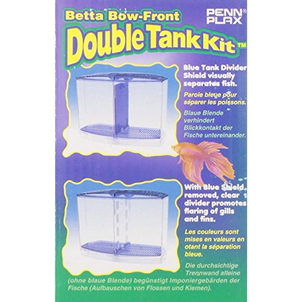 Penn Plax Twin Beta Bow-Front Kit for Aquarium Blue, Green, Tank is 7.5" Across The Front, 6" Across The Back