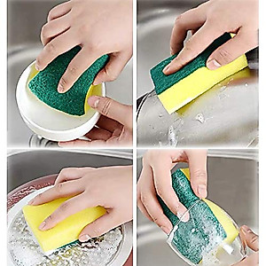 Kitchen Cleaning Sponges Scrub Sponges Cleaning Scrub Sponges for Kitchen Double Cleaning Cloth Dish Sponges for Washing Dishes Sponges for Cleaning Scrub Sponge for Dishes,Pots,Pans (Yellow)