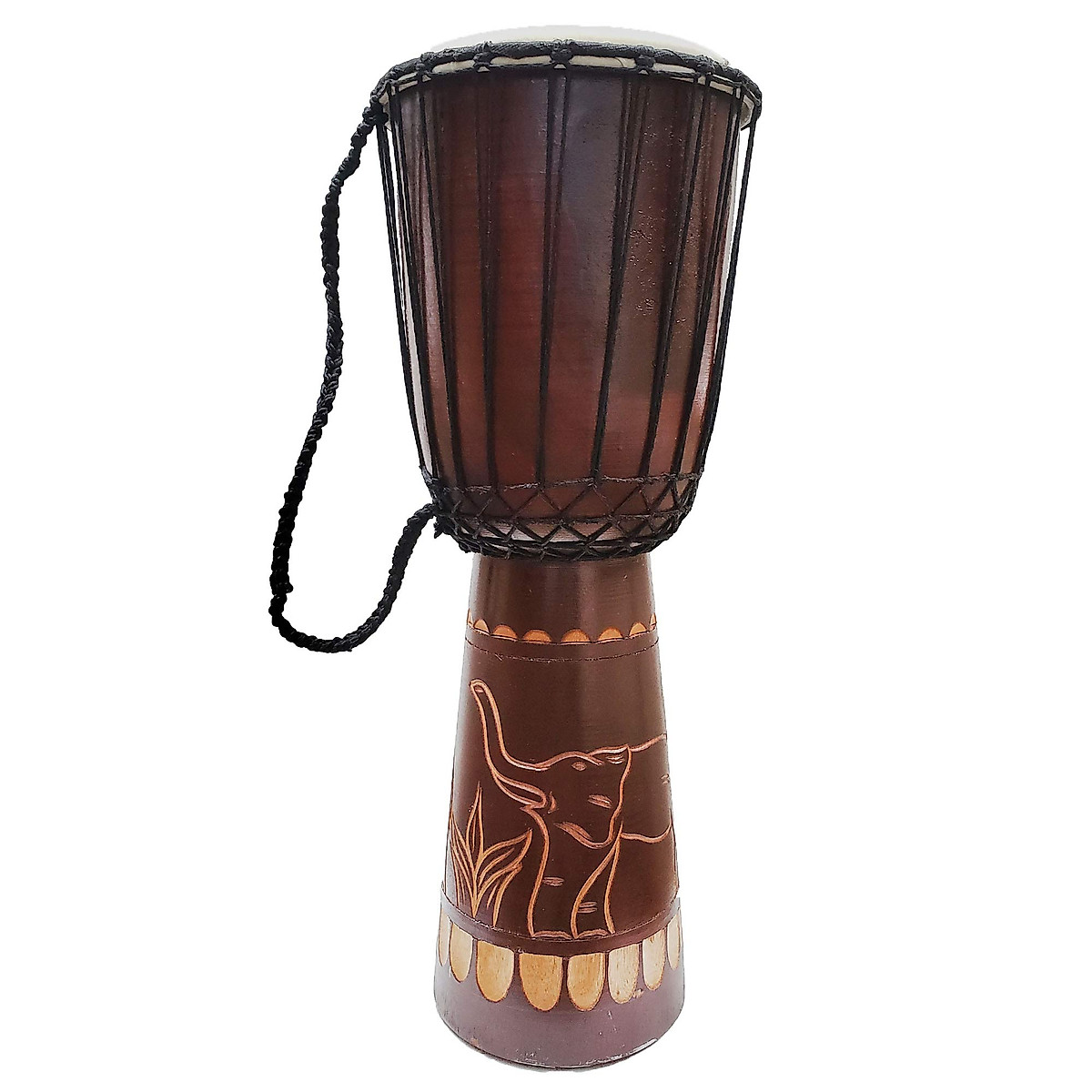 Djembe Drum Carved Bongo African inspired music also a unique gifting idea. Carver Abstract Elephant Giraffe Turtle. (24 Inch, Abstract)