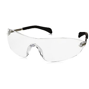 MCR Safety Glasses S2210AF Blackjack S22 Series Clear Lens with UV Protection and Anti-Fog Coating, Chrome Metal Temple Frameless Design, 1 Pair