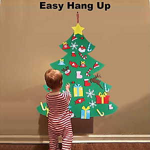 4FT DIY Felt Christmas Tree Set with 36pcs Ornaments - Wall Hanging Felt Xmas Tree for Kids Toddlers Christmas New Year Gift Decorations Party Supplier