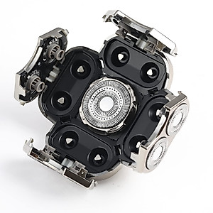 Men's Electric Shavers Replacement Heads 9 Blades Head Replaceable Alternate Floating Washable Electric Razor Shaver Head（Silver）