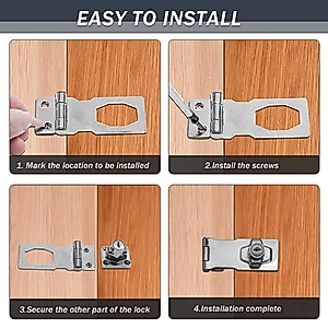 Kyuionty 2Pcs Keyed Hasp Locks 2.5 Inch Twist Knob Keyed Locking Hasp, Metal Safety Hasp Latches Keyed Different for Small Doors, Cabinets (Sliver)