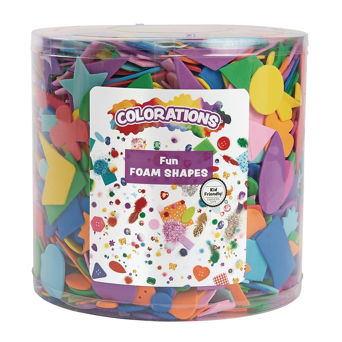 Colorations Bucket of Fun Foam Shapes Multicolor Arts and Crafts Material for Kids (1/2 lb.)