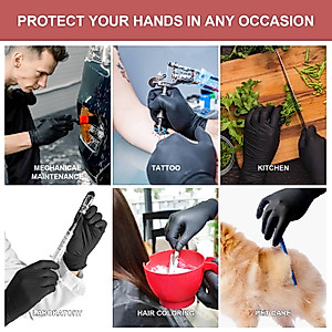 FINITEX Black Nitrile Disposable Latex Free Gloves - 6.2mil 50PCS Powder Free Gloves Christmas Cleaning Medical Exam Food Gloves (X-Large)